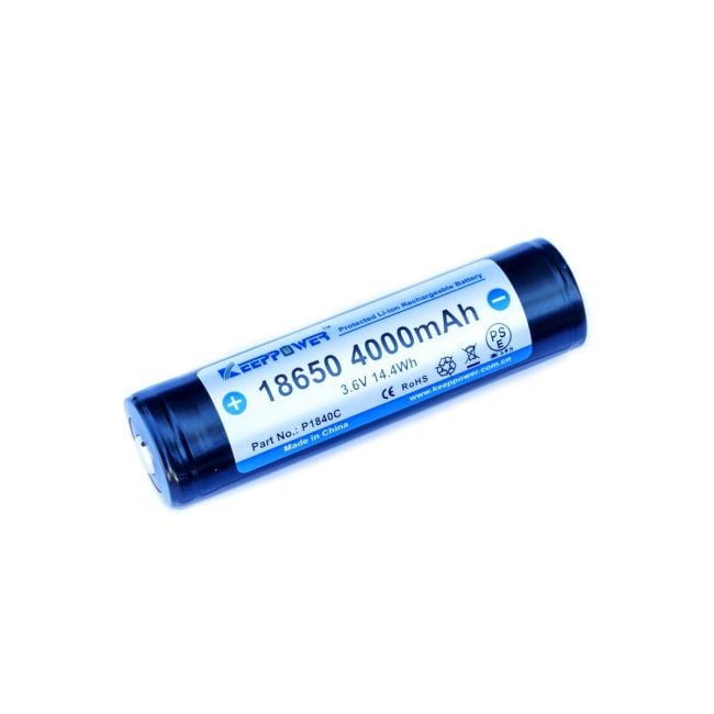 18650 KeepPower P1840C 4000mAh Protected Button Top